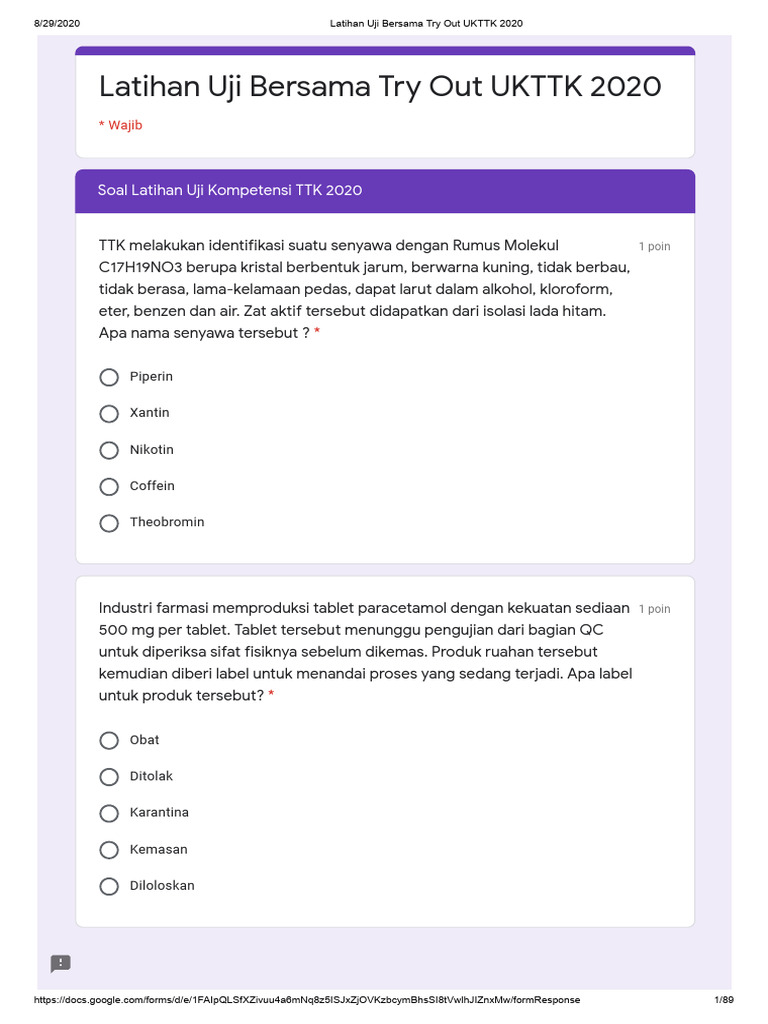 Latihan UKOM 1 | PDF