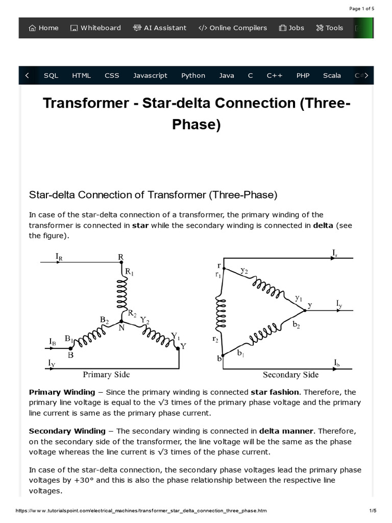 Star Delta Connection in Three Phase Transformers | PDF | Transformer ...