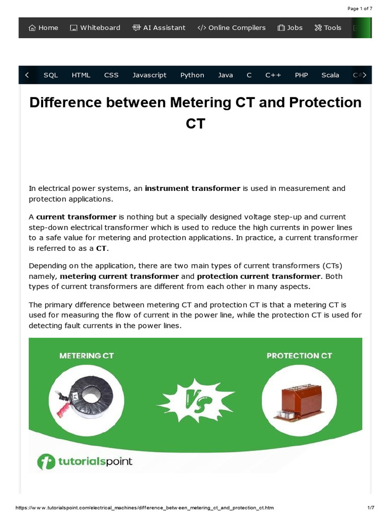 Difference Between Metering CT and Protection CT | PDF | Electrical ...