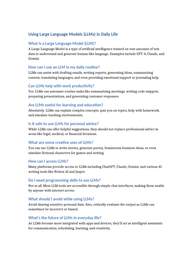 Using LLMs for Daily Routines | PDF