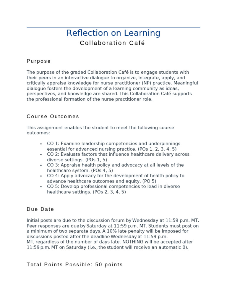 Reflection On Learning Week 8 Sem 2 | PDF | Leadership | Nursing