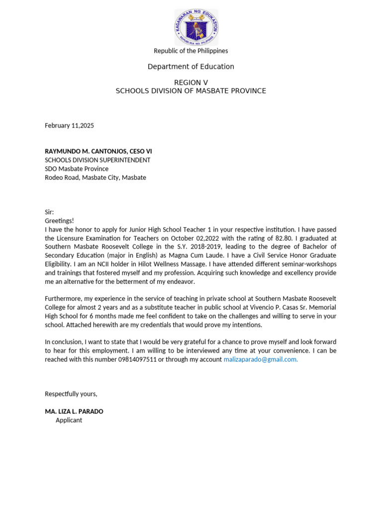 Letter of Intent Mrs. Chum1 | PDF