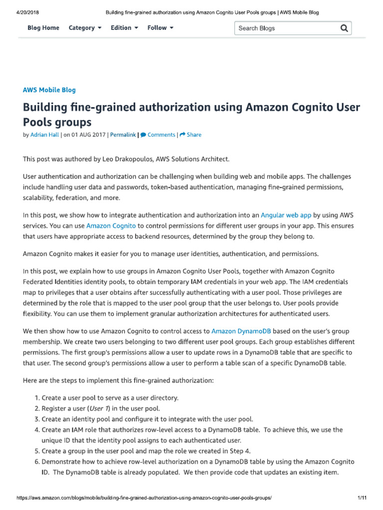 Cognito Pool Groups | PDF