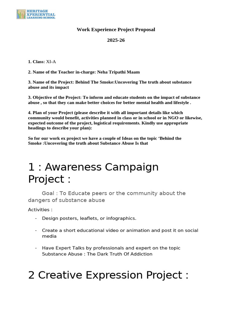 Work Experience Project Proposal | PDF