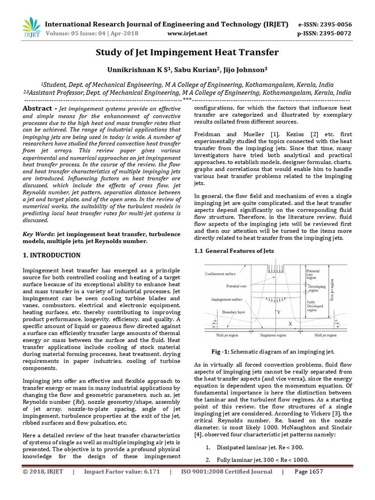 IRJET-V5I4371-2018 - Study of Jet Impingement Heat Transfer | PDF ...