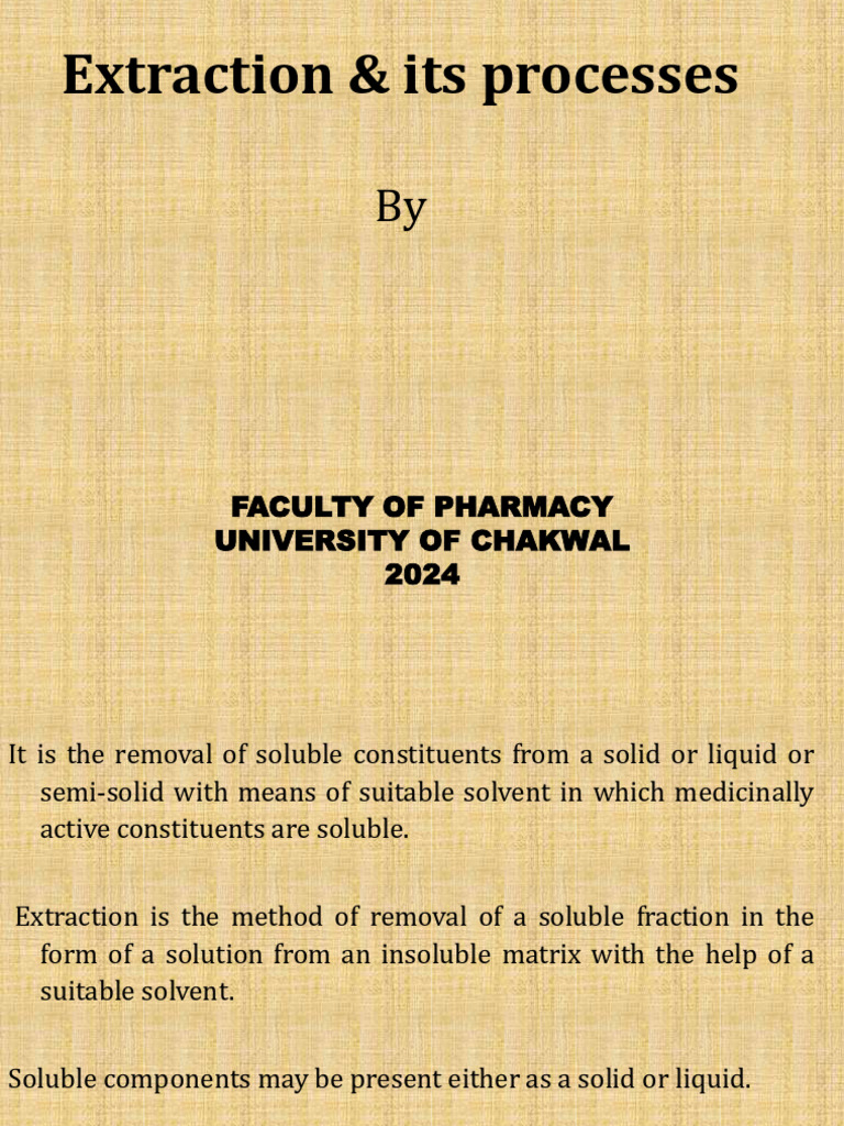 Extraction Processes in Pharmaceutics | PDF | Solvent | Solubility
