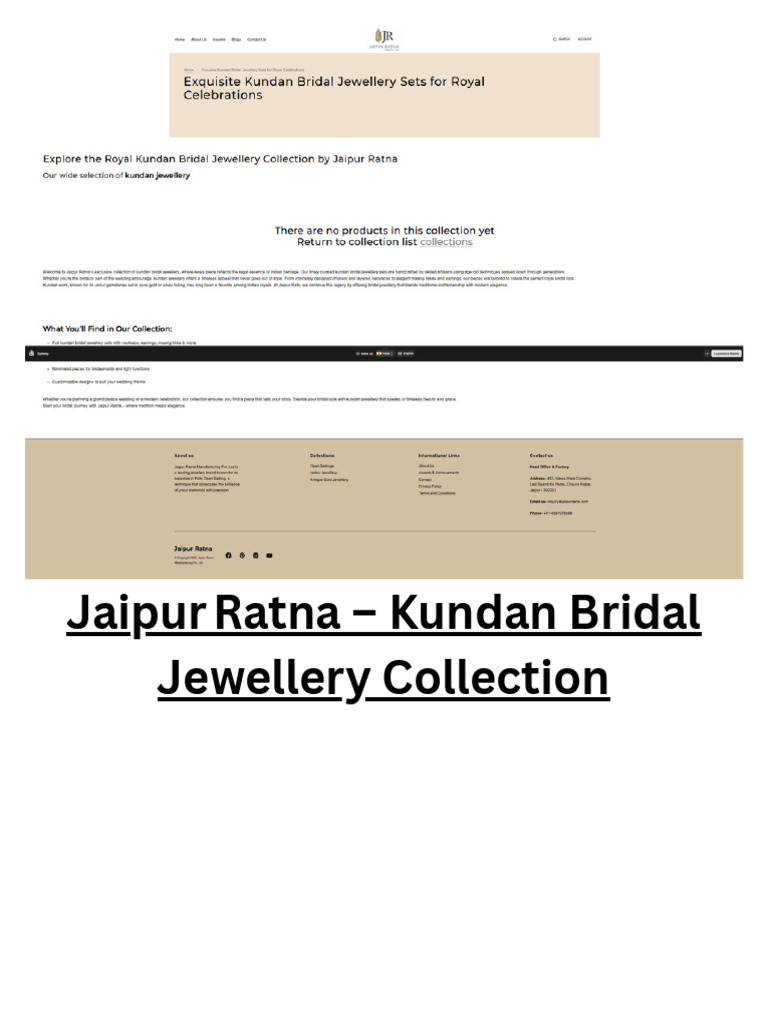 Jaipur Ratna - Kundan Bridal Jewellery Collection | PDF