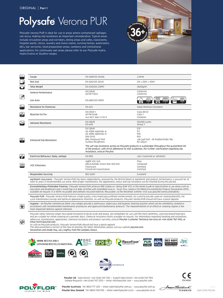 Polysafe Verona PUR Performance and Properties.fl15 | PDF | Materials