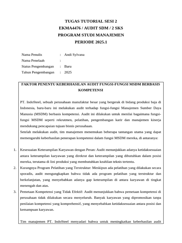 Audit SDM Tugas 2 Done | PDF