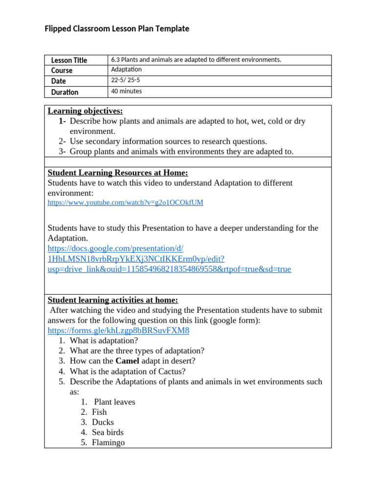 Flipped Classroom Lesson Plan | PDF | Lesson Plan | Teaching