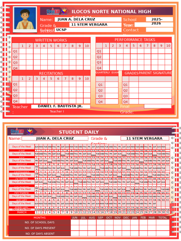 Assessment Record Template 2025 2026 Vergara | PDF