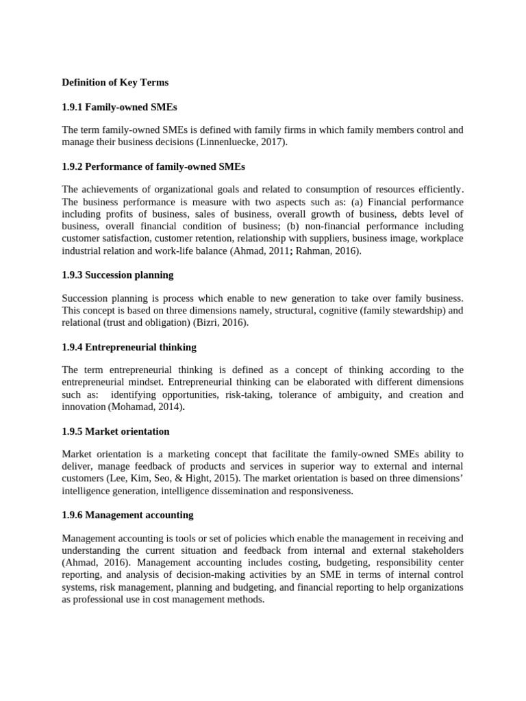 Definition of Key Terms | PDF | Management Accounting | Small And ...