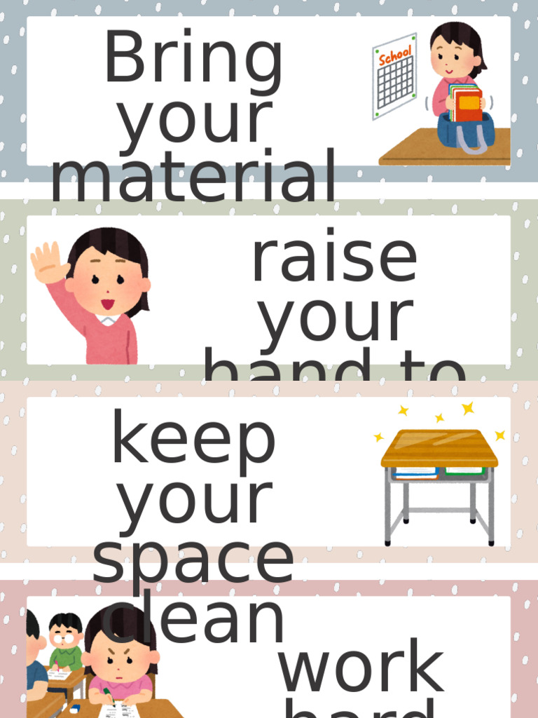 Classroom Rules Flashcards in Neutral Colours Cute Style | PDF