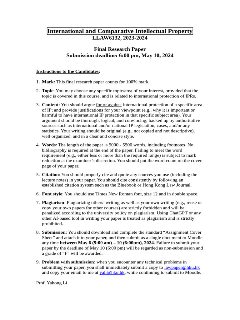 6132 Research Paper Instructions | PDF | Plagiarism | Citation