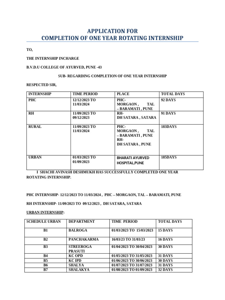 Application For Internship Completion | PDF
