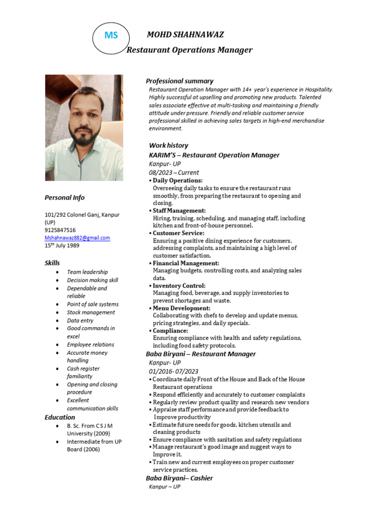 Restaurant Operation Manager | PDF | Restaurants | Point Of Sale