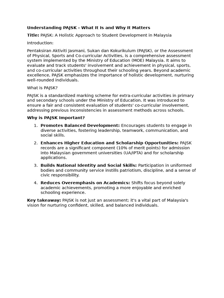 Understanding PAJSK: Importance & Impact | PDF