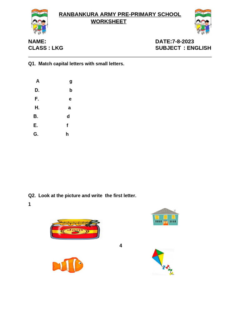 LKG English Worksheet and Activities | PDF