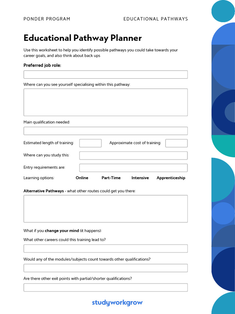 Career Pathways Planning Worksheet | PDF
