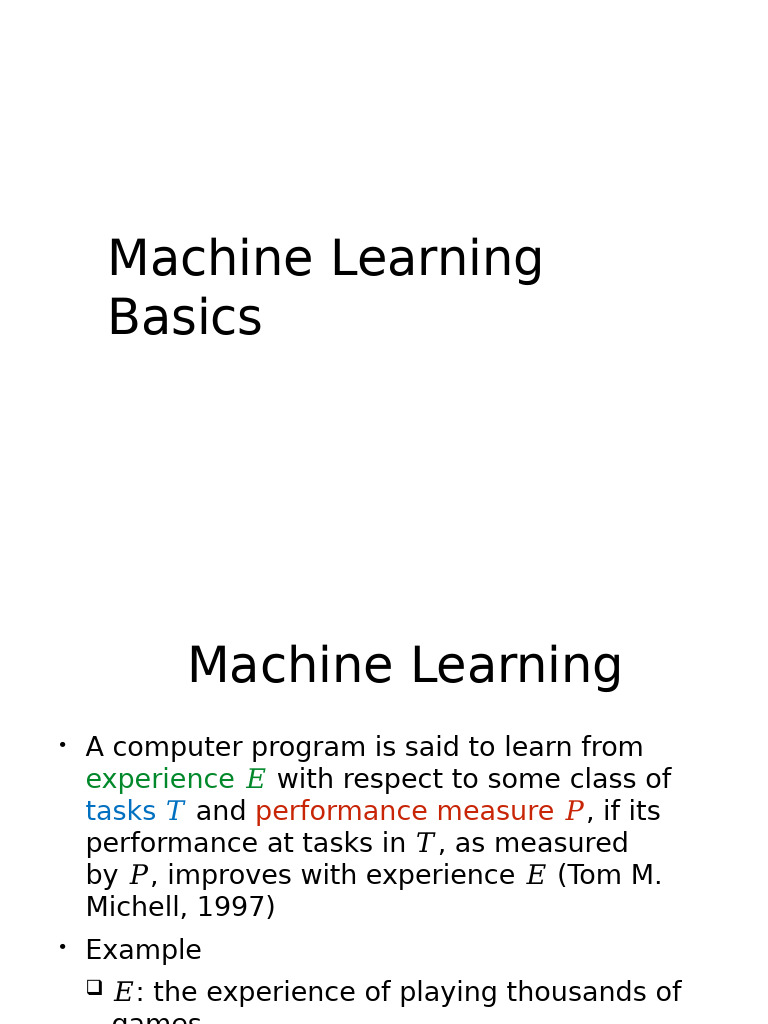 Unit-I Machine Learning Basics | PDF | Estimator | Bias Of An Estimator