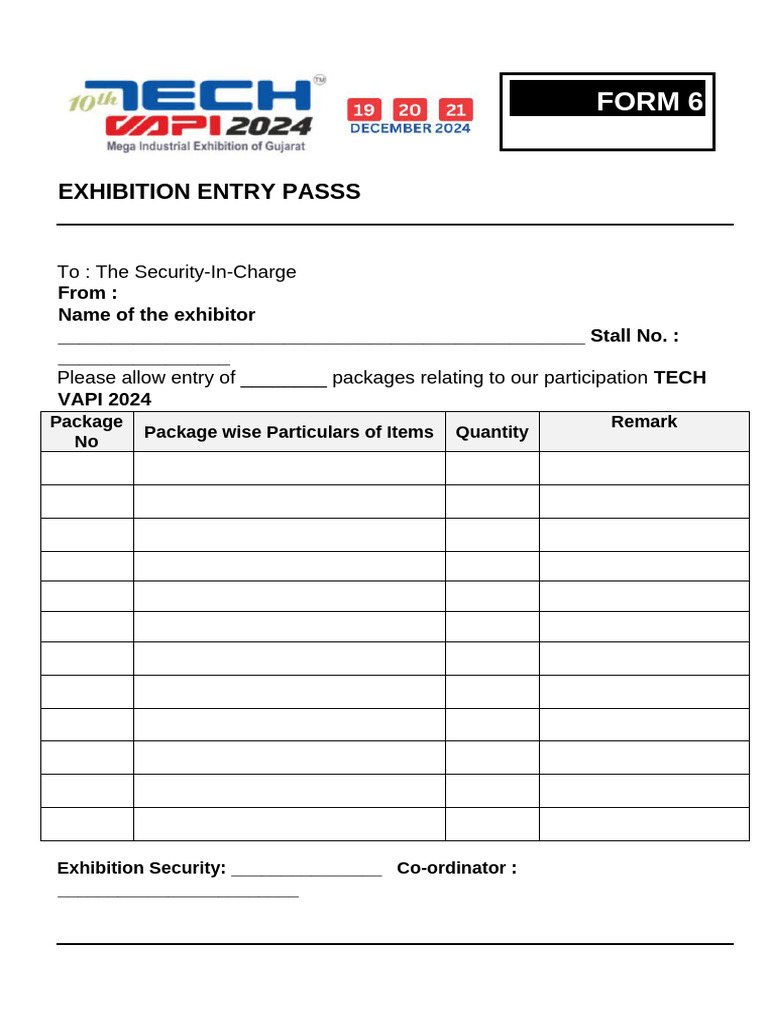 6 New Exhibition Entry Passs | PDF