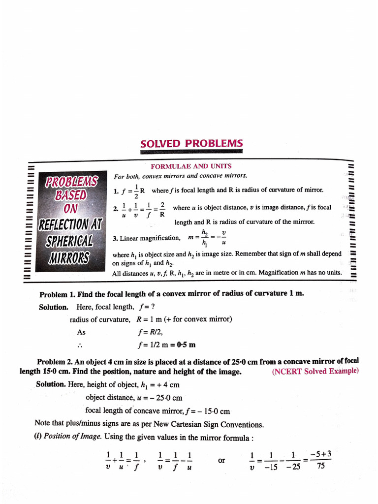 Light Numerical Problems | PDF