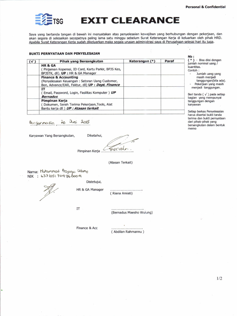 Exit Clearance M Prayogo Utomo Edited 01 | PDF