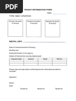 Tenant Information Sheet Form | PDF