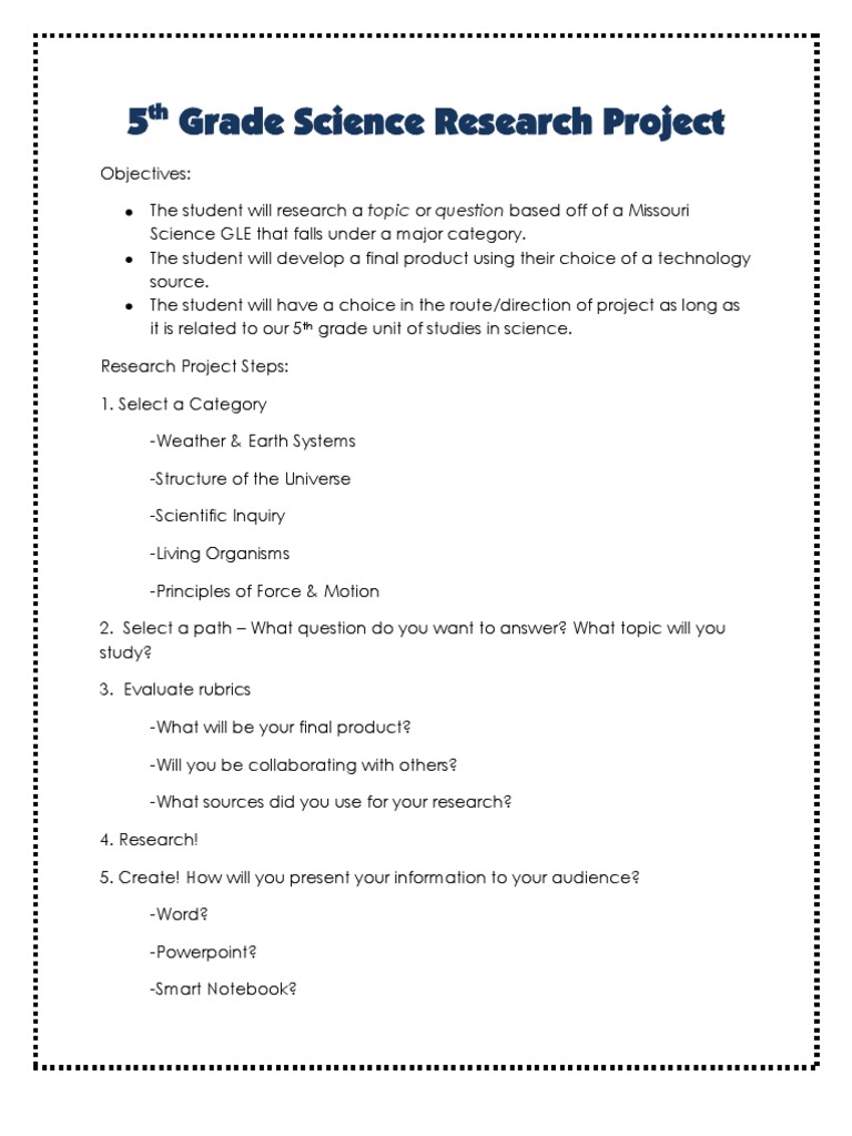 5th Grade Science Research Project | PDF | Weather | Science