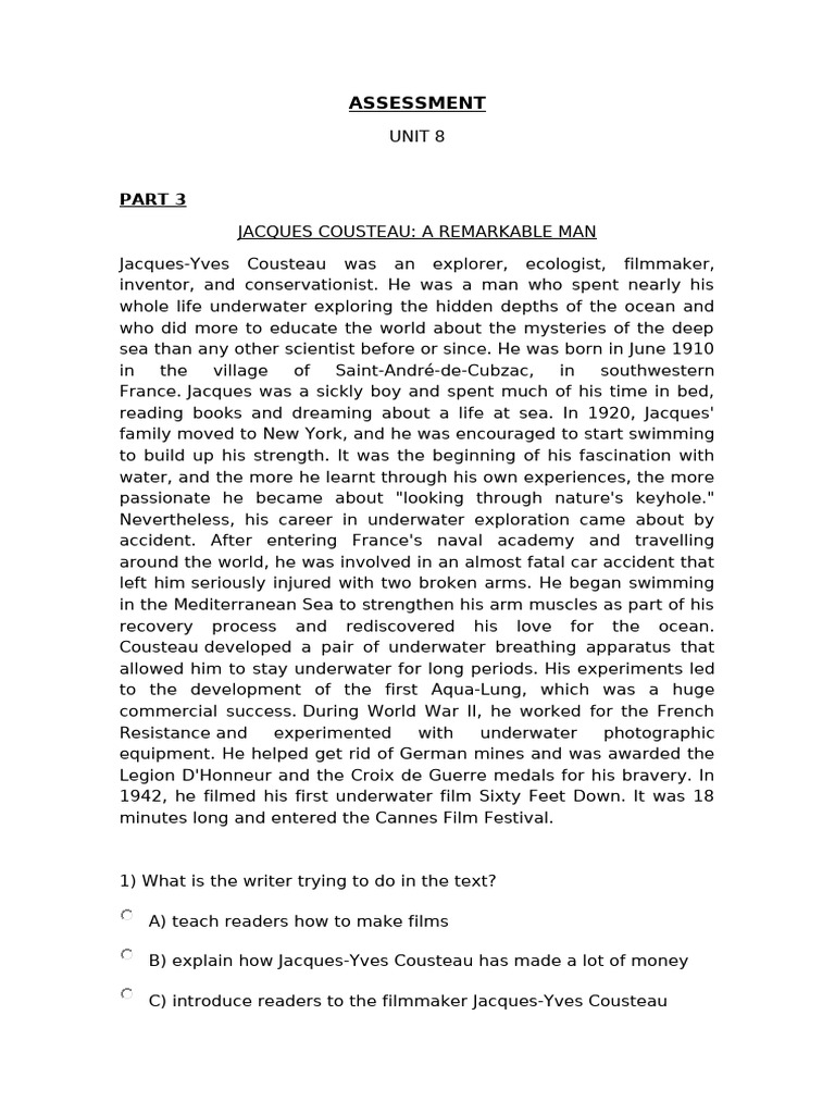 Assessment Unit 8 - 1º y 2º | PDF | Antarctica | Blog