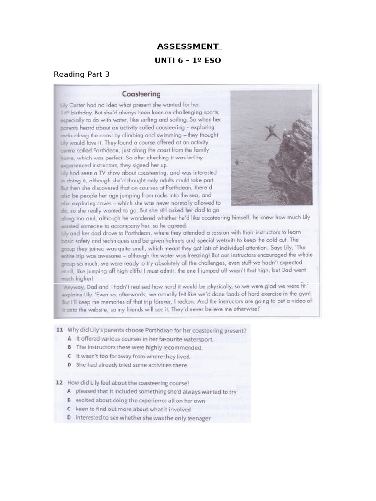 Assessment Unit 6 - 1ºeso | PDF