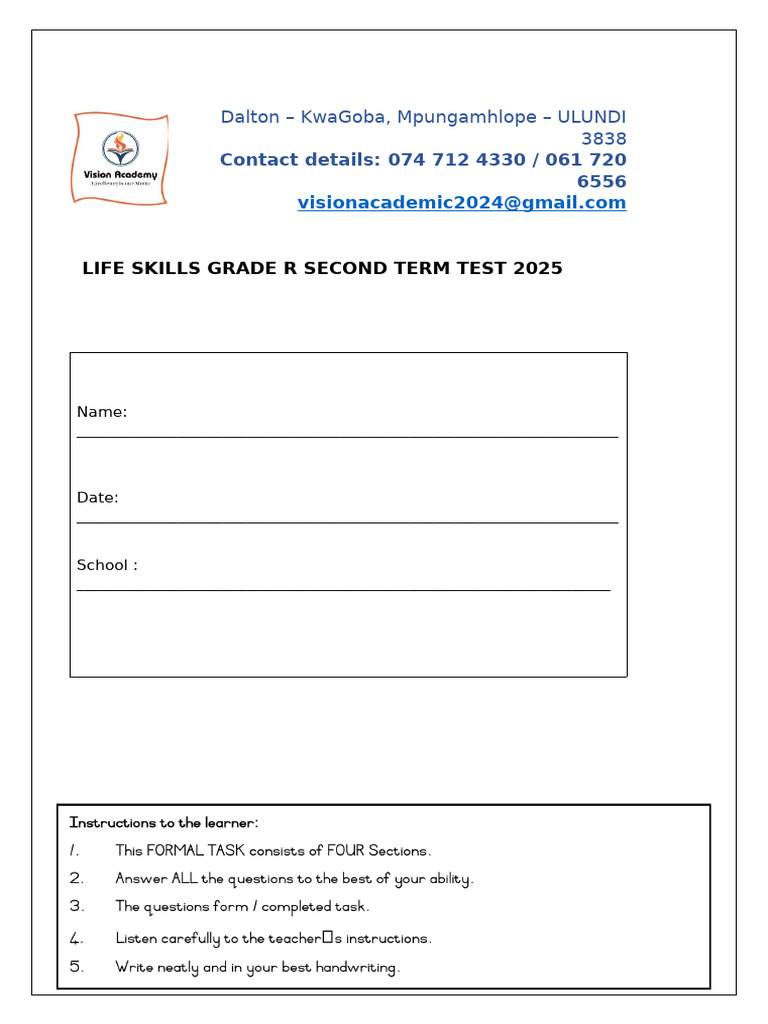Life Skills Term 2 Formal | PDF