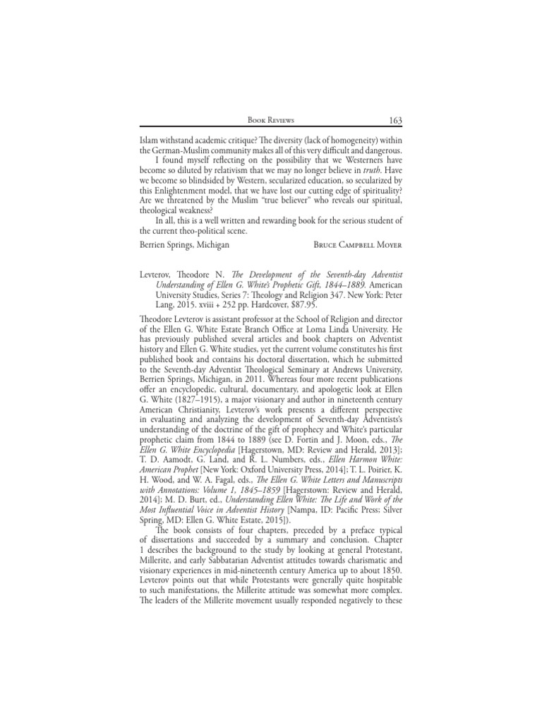 The Development of The Seventh-Day Adventist Understanding of Ellen G ...