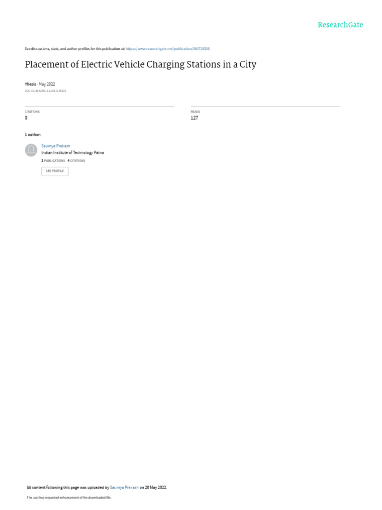 Placement of Electric Vehicle Charging Stations in A City | PDF | Genetic Algorithm | Electric ...