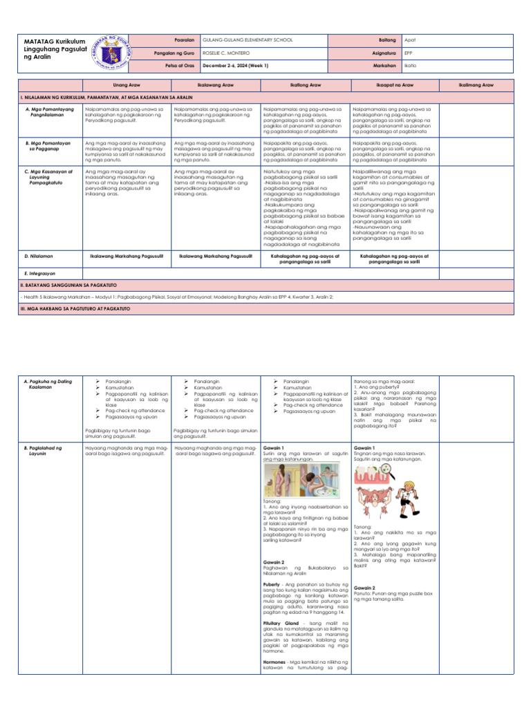 Q3 W1 Epp4 Matatag | PDF