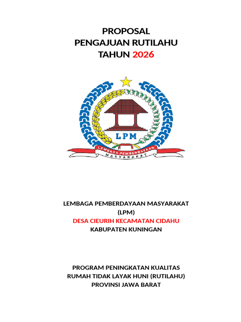Format Proposal RUTILAHU Provinsi | PDF