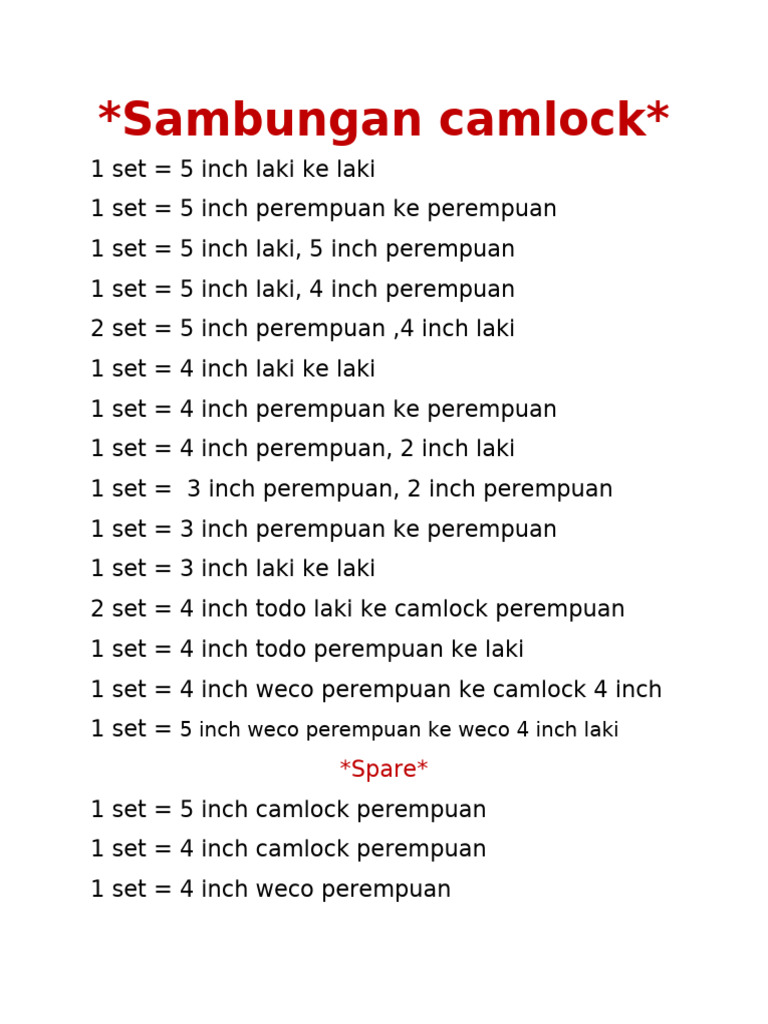 Sambungan Camlock | PDF