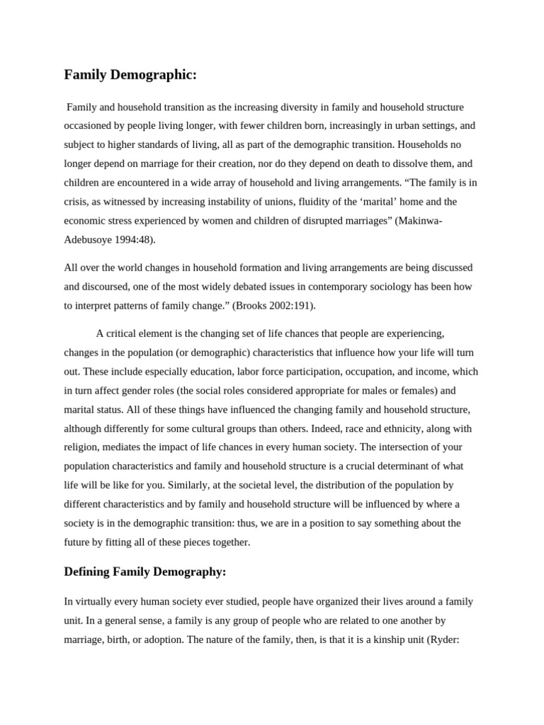 Family Demographic (Lit. Review) | PDF | Family | Demography