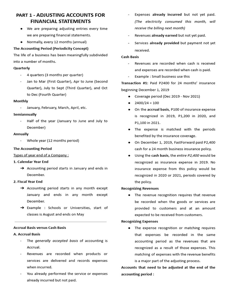 Adjusting Entries Part 1 To 2 | PDF | Depreciation | Book Value