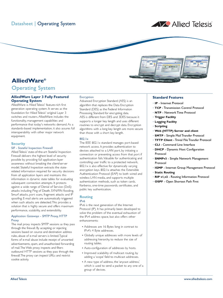 AlliedWare® Operating System Features | PDF | Computer Network | Router ...