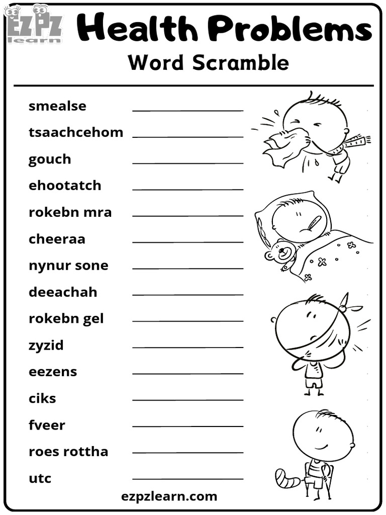 Health Problems Word Scramble Worksheet | PDF