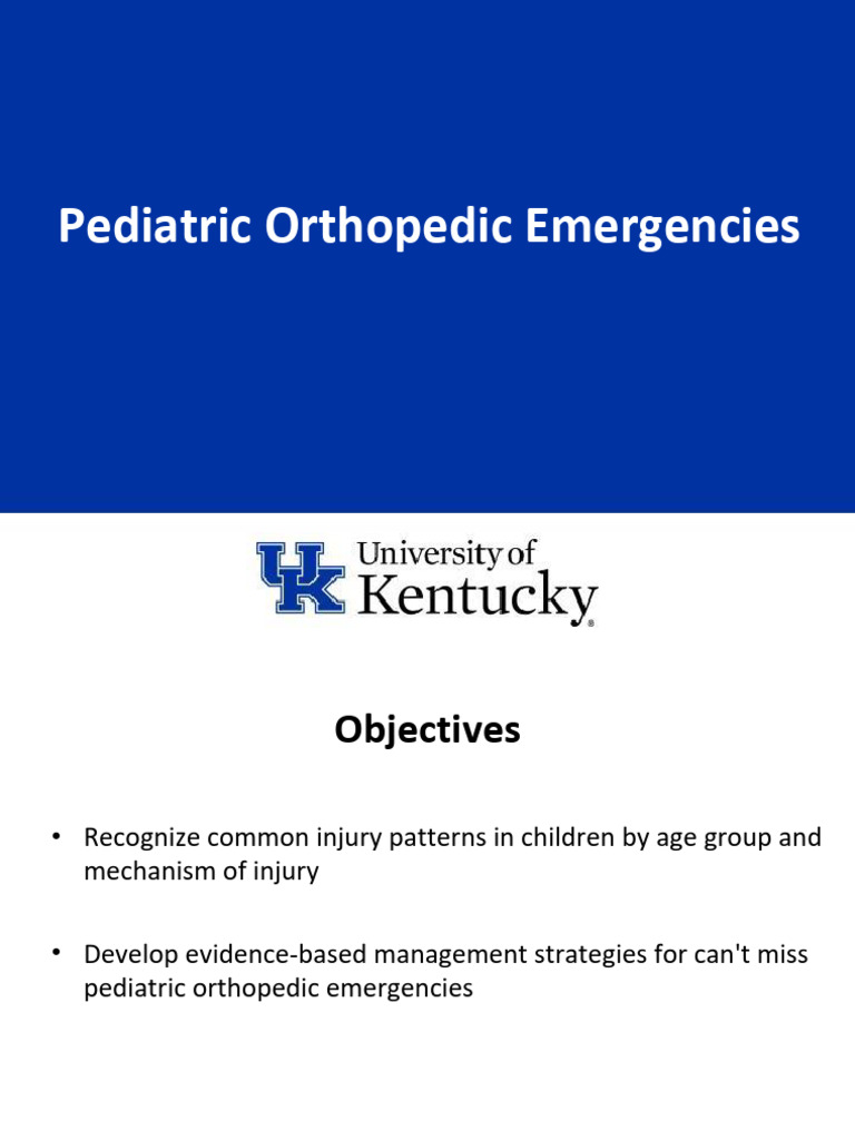 Pediatric Orthopedic Emergencies | PDF | Elbow | Anatomical Terms Of Motion