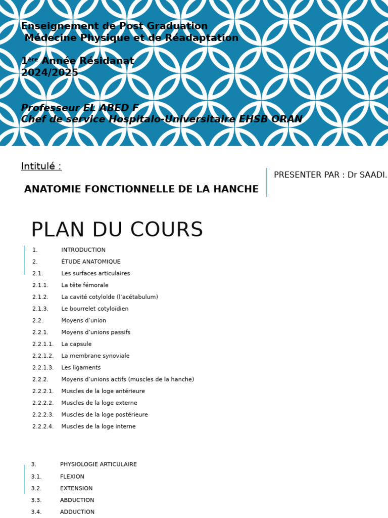 Anatomie Fonctionnelle de la Hanche | PDF | Genou | Appareil locomoteur