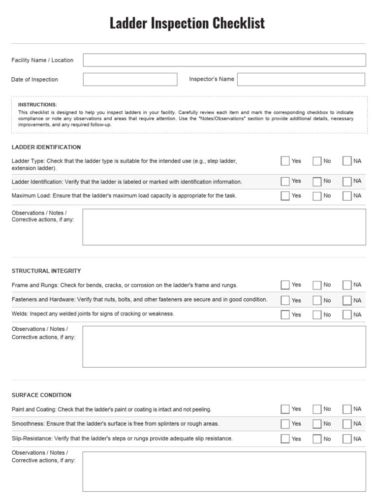 Ladder Inspection Checklist | PDF