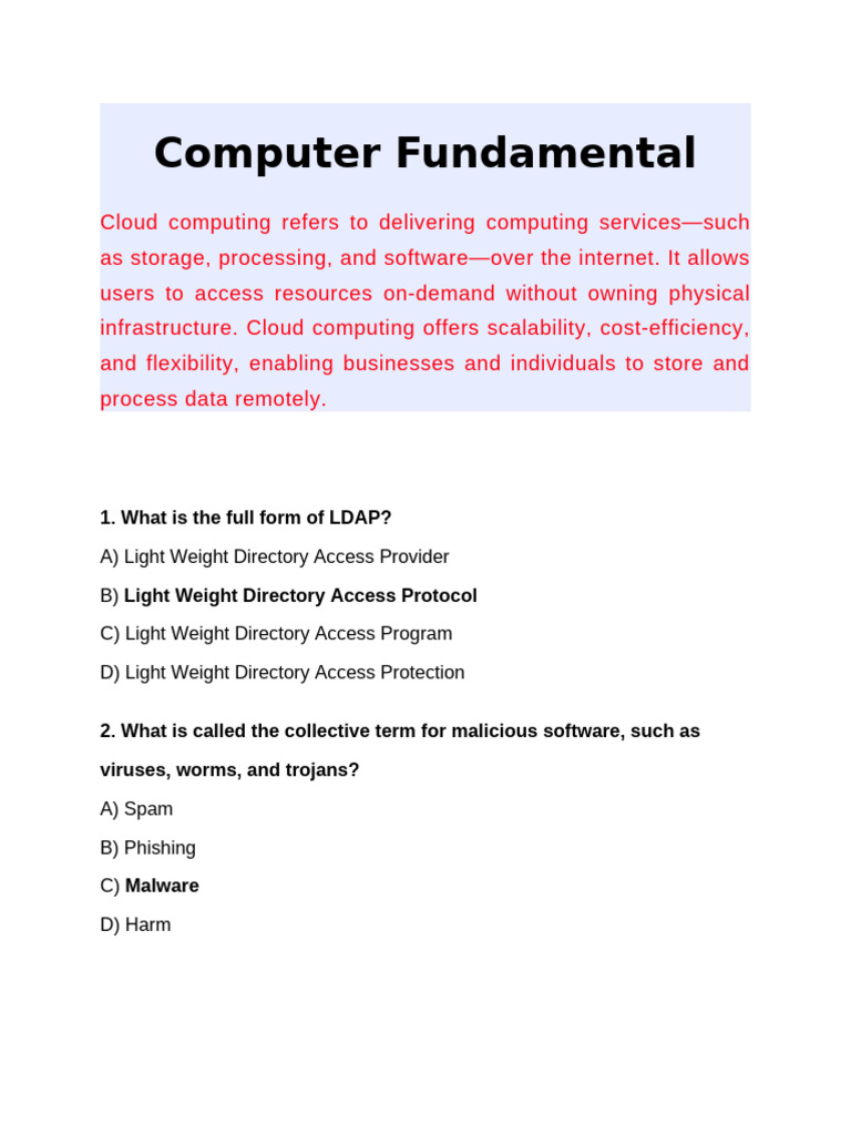 Copa MCQ Cloud Computing | PDF | Cloud Computing | Security