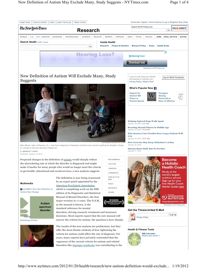 New Autism Definition Would Exclude Many | PDF | Foreign Language ...