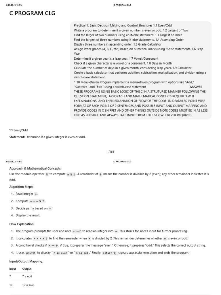 C Program CLG | PDF | Control Flow | Integer (Computer Science)