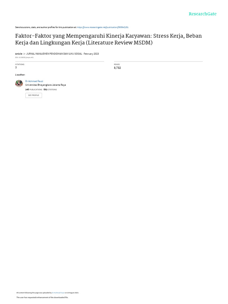 Faktor Faktor Yang Mempengaruhi Kinerja Karyawan Stress Kerja Beban Kerja Dan Lingkungan Kerja ...