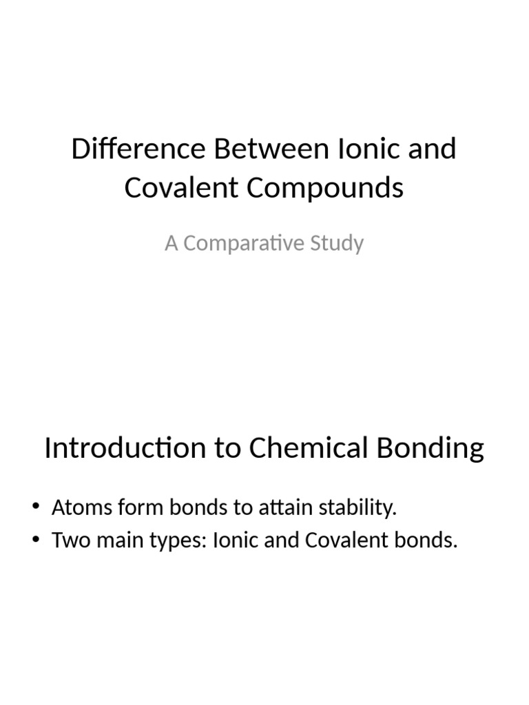 Ionic Vs Covalent 15 Slides | PDF