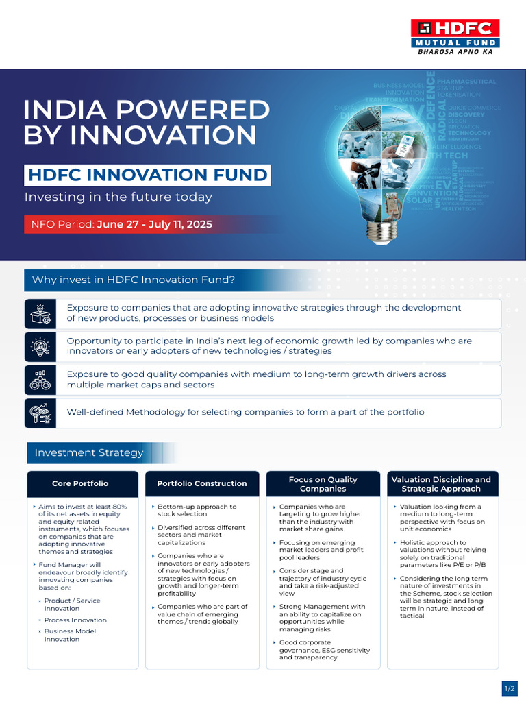 HDFC Innovation Fund - Leaflet - Jun 2025 - 2 Pager | PDF | Innovation ...